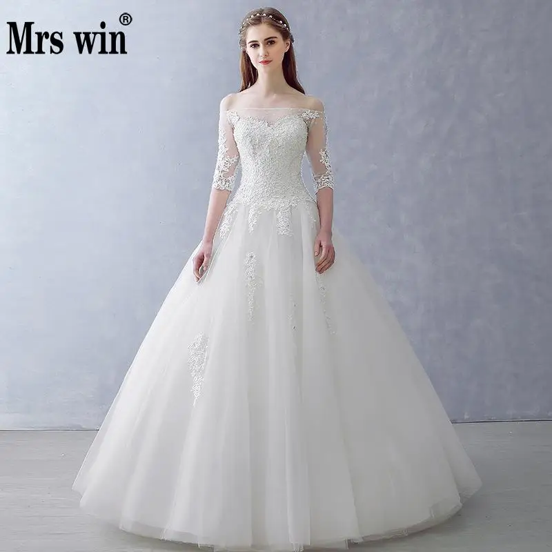 Luxury Wedding Dresse 2019 New Mrs Win Vestido De Novias Half Sleeve ...