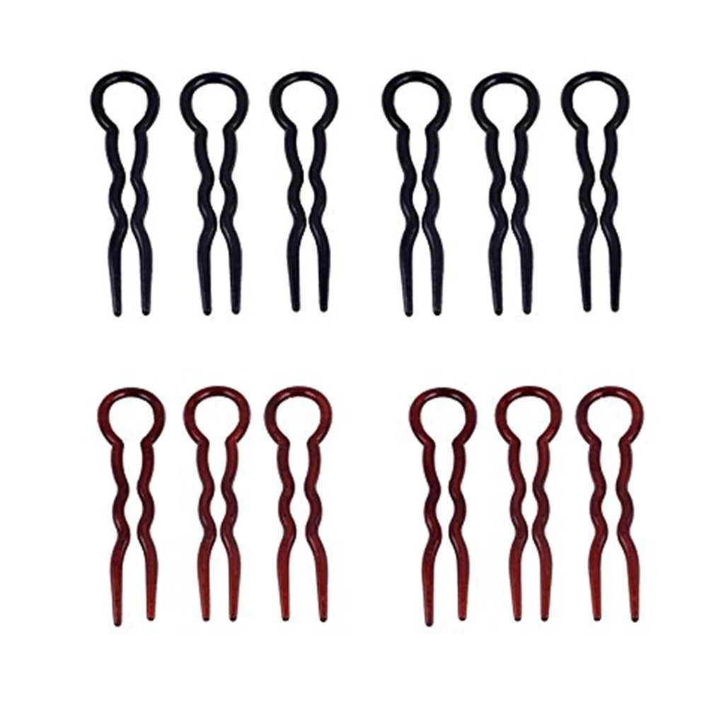 12pcs U Shaped Hair Clips Simple Hair Pins Fast Spiral Hairpin U Shaped ...