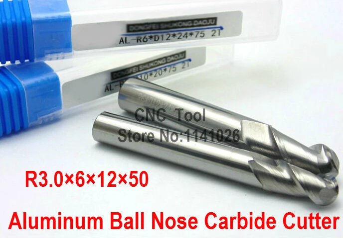 brand-new-Aluminum-alloy-Ball-end-milling-cutter-2F-R3-0-6-12-50L ...