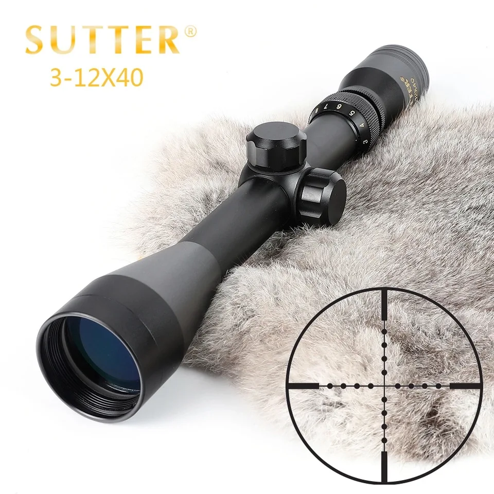 SUTTER 3 12X40 Mil Dot Reticle Hunting Rifle Scope Tactical Crossbow ...