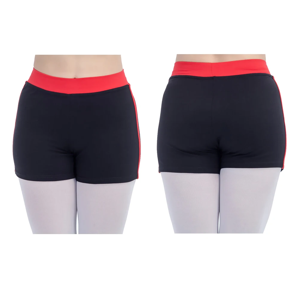 Retail Wholesale Black And Red Two Tone Cottonlycra Dance Shorts With Side Pipingdance Shorts