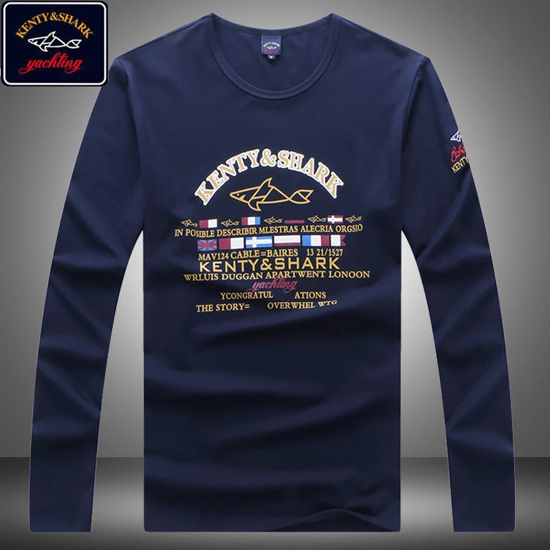 Kenty Shark брендовая одежда Мужская хлопковая футболка с длинным ...