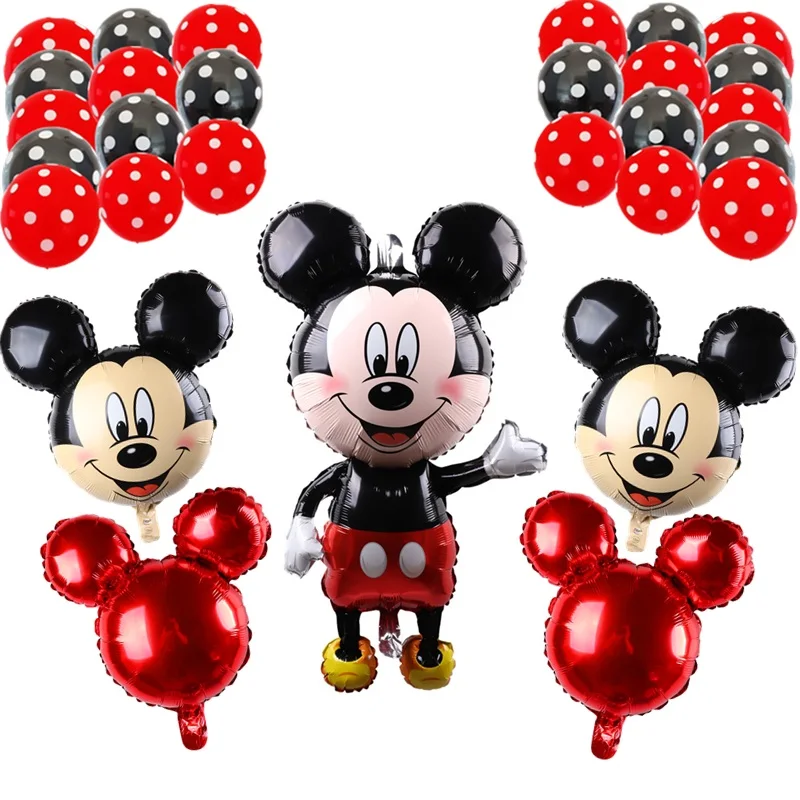 29pcs Minnie Mickey Mouse Foil Balloon Head Red Birthday Decoration 12 ...