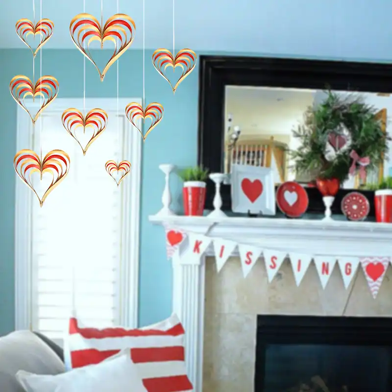 4pcs/set 3D DIY Heart Love Valentines Ceiling Hanging Decorations ...