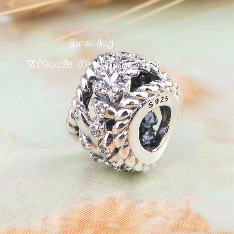 Alissa 2018 Autumn NEW Sterling Silver Dazzling Grain Swirls Charm With ...