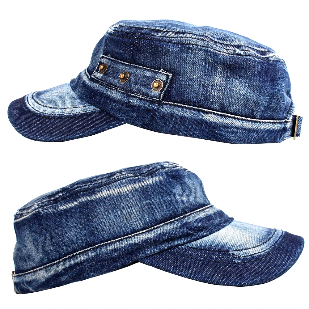 Difanni Casual Cadet Baseball Cap Adjustable Washed Denim Cotton Hat ...