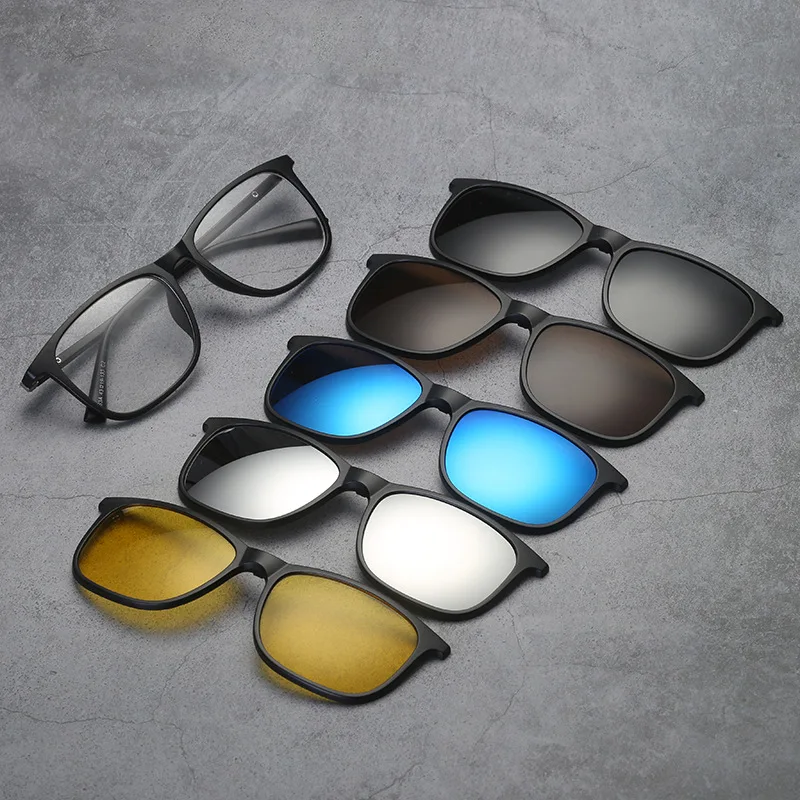 Classic 5 In 1 Magnetic Sunglasses Retro 1 5 Pieces Ladies Polarized Sunglass Magnet