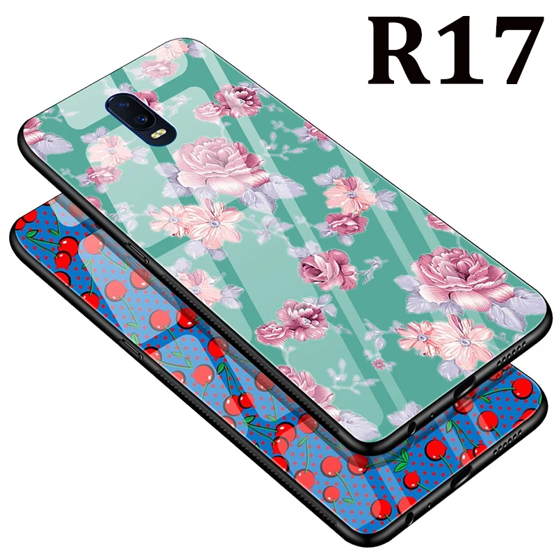 Luxury TPU + Tempered Glass Back Cover Case For OPPO R17 Protective ...