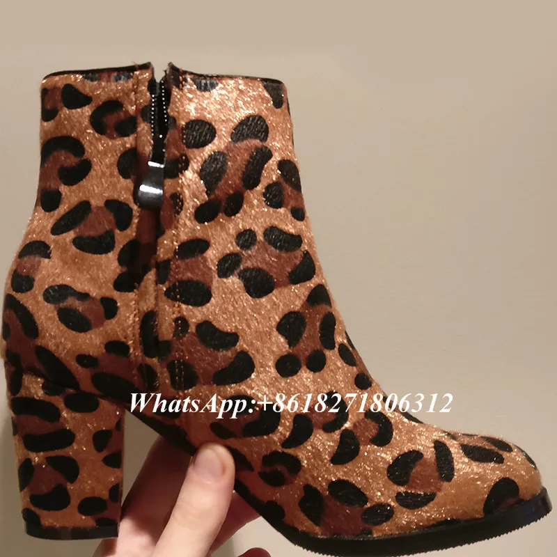 Botines de primavera otoño con estampado Piel de caballo y cremallera ...
