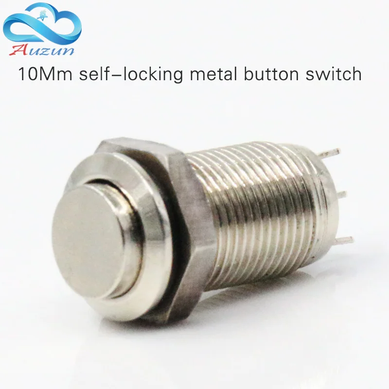 10 mm high self locking metal push button switch 1 normally open ...