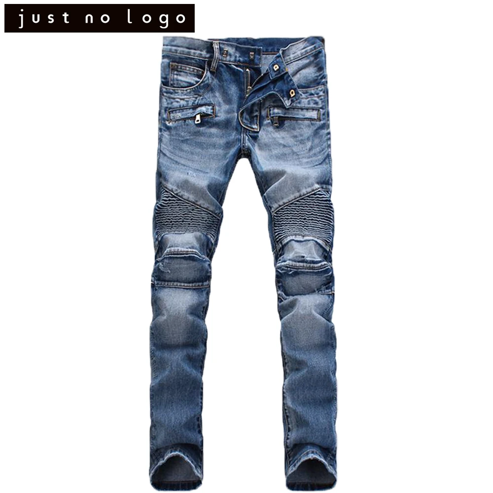 2017 Vintage Men/Male Designer Summer Blue Biker/Motorcycle Tight Denim ...