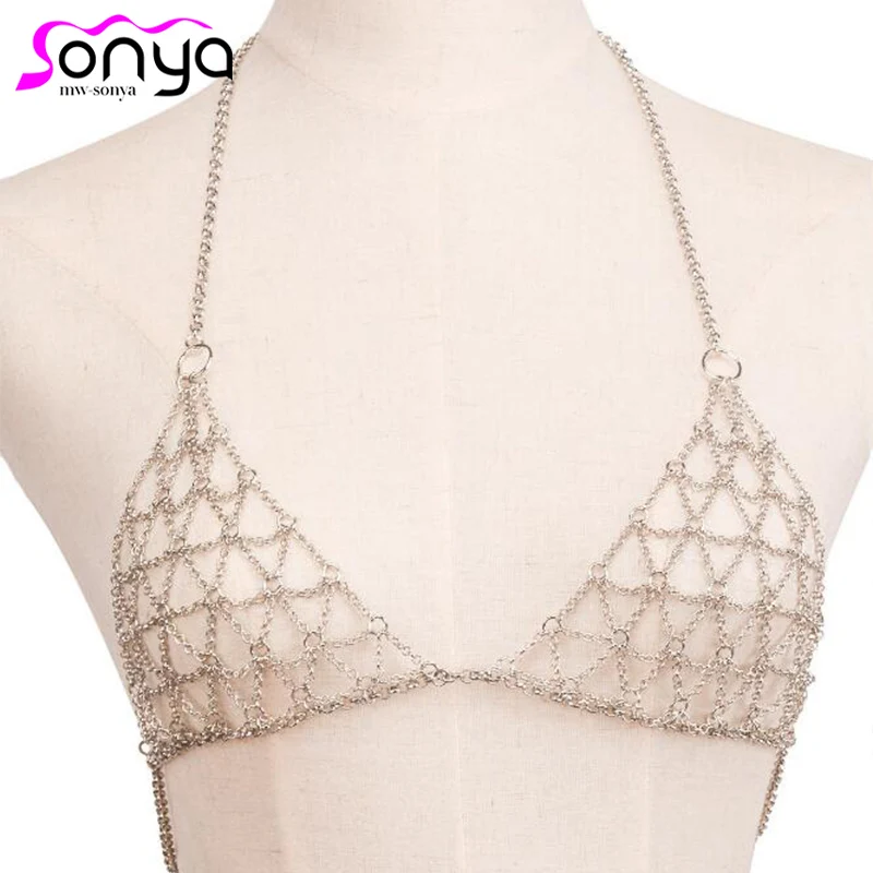 Hollow Sexy Bra Chain Body Jewelry Mesh Body Accessories Breast ...