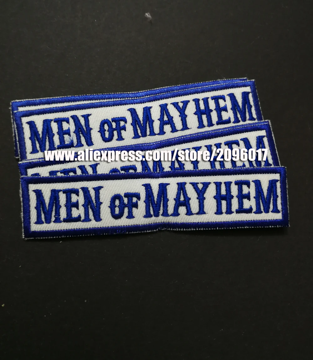 Blue Customized Sons Of Men Of Mayhem Patches Badges Embroidered Iron ...