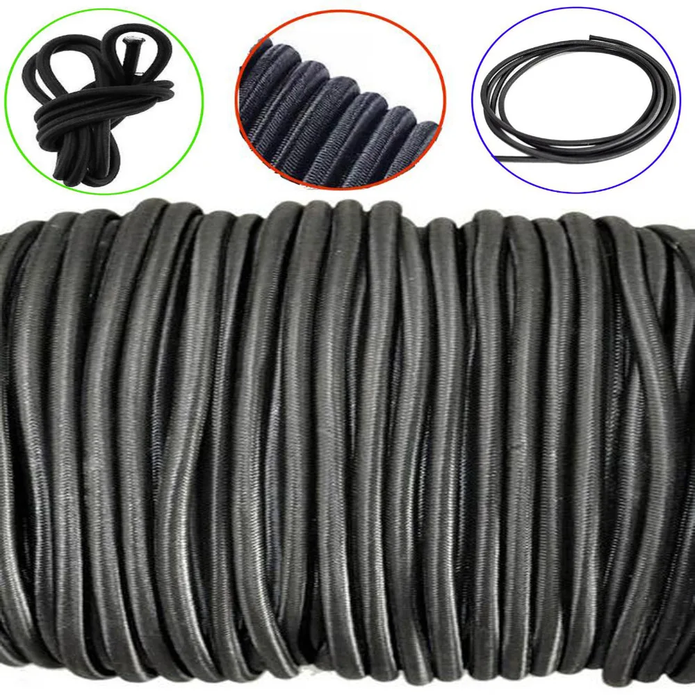 6mm Shock Cord Black 10 Metres Bungee Rope Tonneau Covers Boat , Tarp ...
