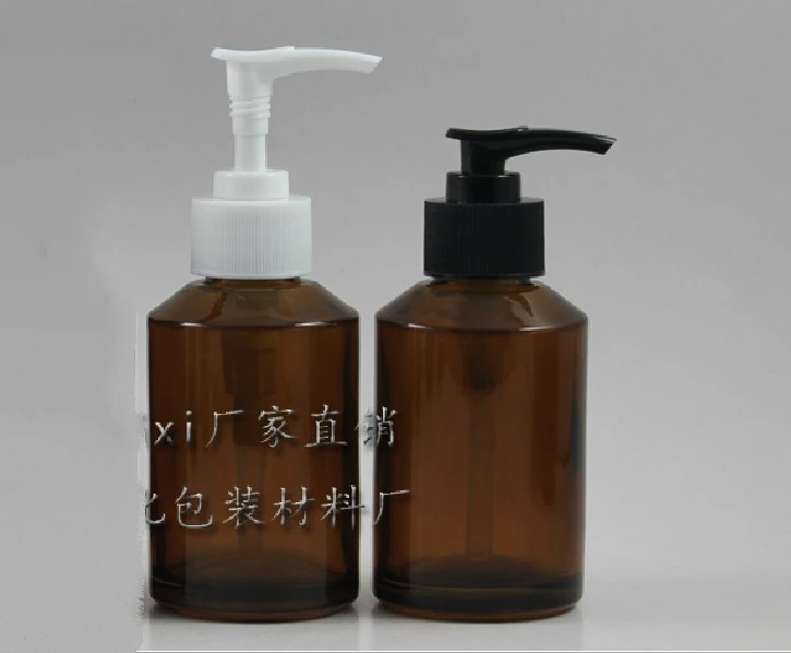 50pcs 125 ml glass light brown lotion bottle with black or white pump ...