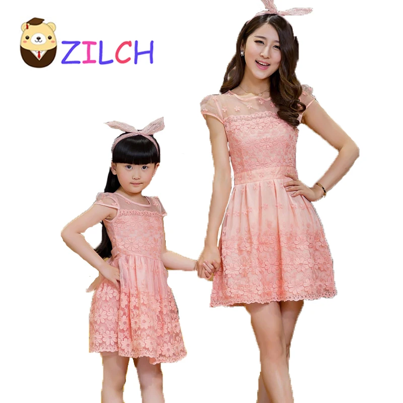 ZILCH 2018 Summer New Classic European Root Lace Dress Parenting child ...