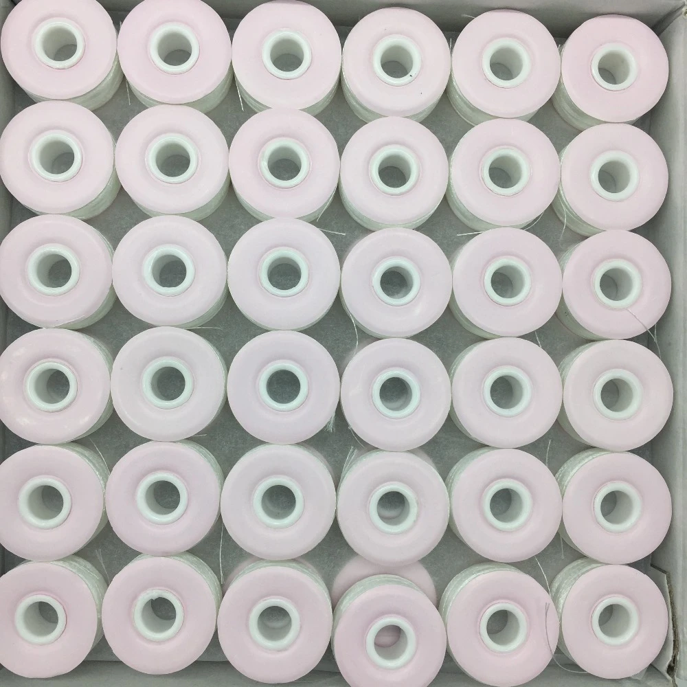 High Quality 100% polyester paper side bobbin thread 144pcs/box Size L ...