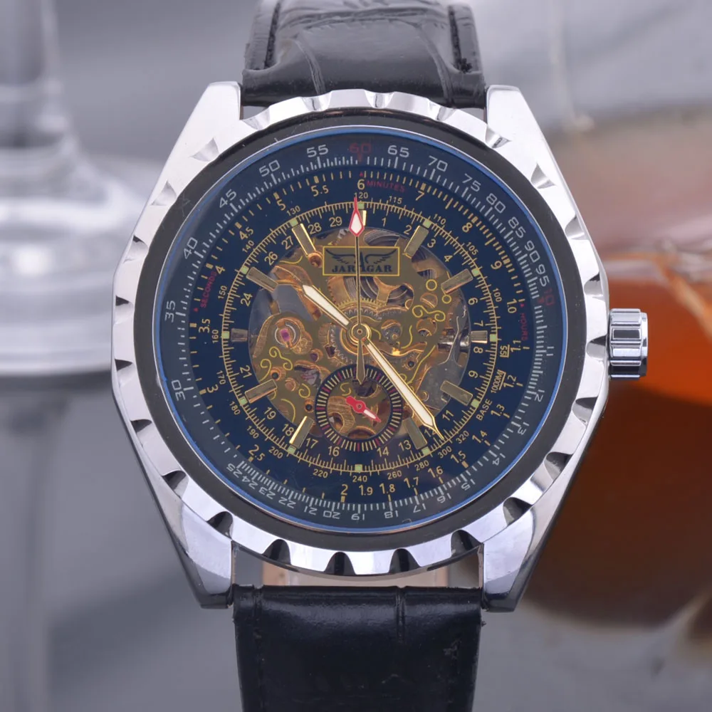 Famous Brand Jaragar Luxury Fashion Leather Men Automatic Mechanical ...