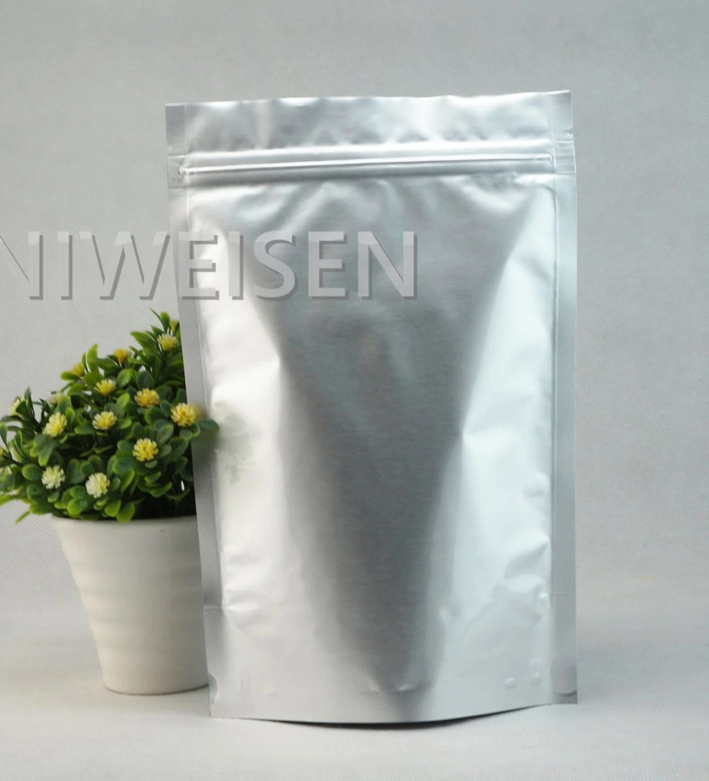 100pcs Resealable Stand Up Pure Aluminium Foil Zip Lock Bags,Silvery ...