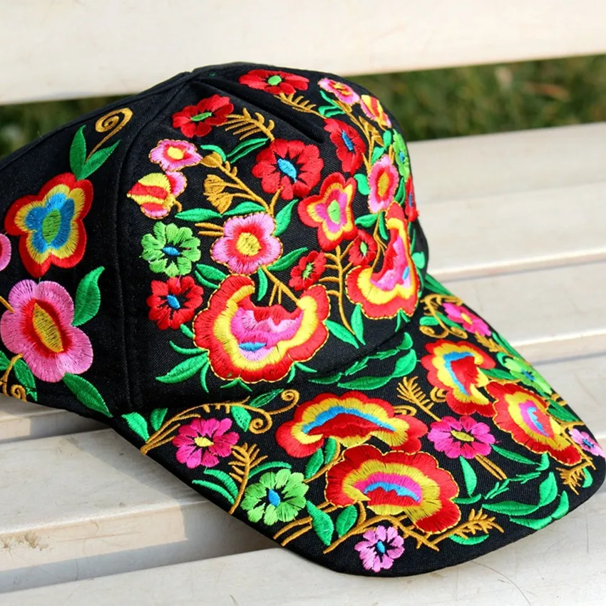 New Adjustable Chinese Style Flower Rose Baseball Cap Female Sun Club ...