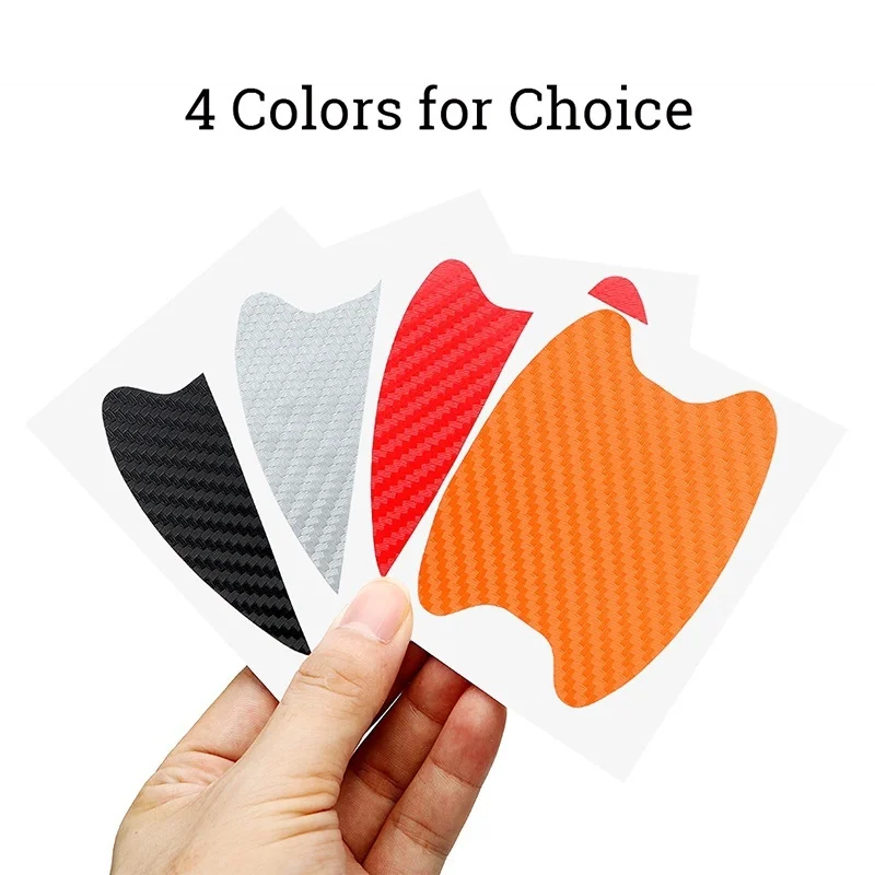 Car Door Bowl Film Carbon Fiber 4Pcs Stickers Handle 3D Protection Door ...
