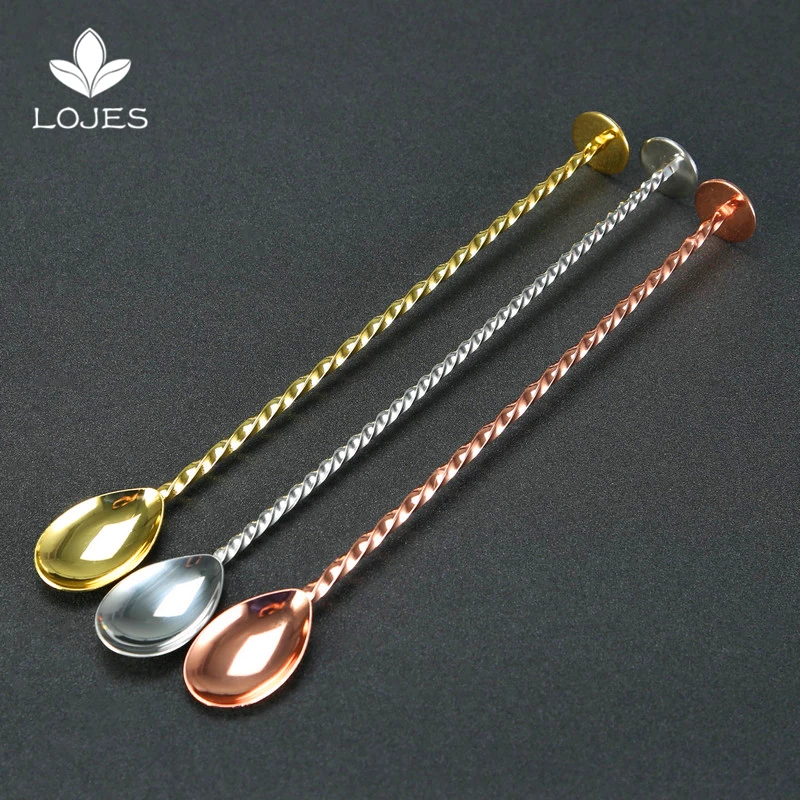 Luxury Twisted Cocktail Spoon Stainless Steel Threaded Mixing Disc Tail ... Luxury Twisted Cocktail Spoon Stainless Steel Threaded Mixing Disc Tail ...