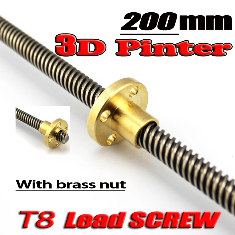 3D Printer T8 screw THSL 200 8D Trapezoidal Lead Screw Dia 8MM Pitch ...