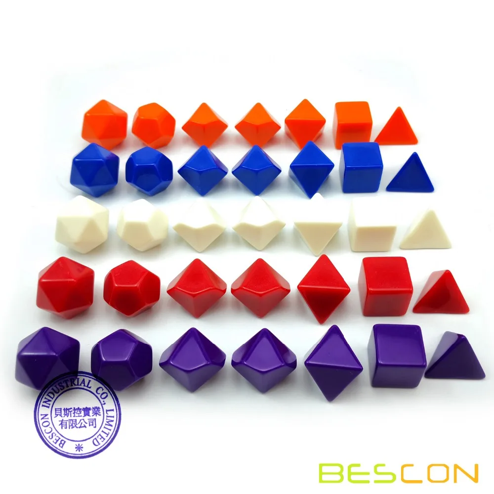 Bescon Blank Polyhedral RPG Dice 35pcs Assorted Colors Set, Solid ...
