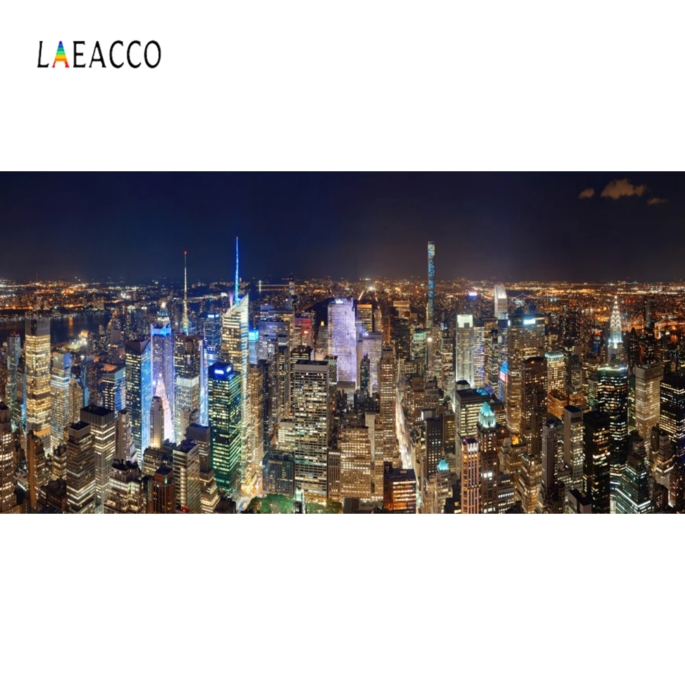 Laeacco City Buildings Night Scenic Portrait Backdrop Photography ...