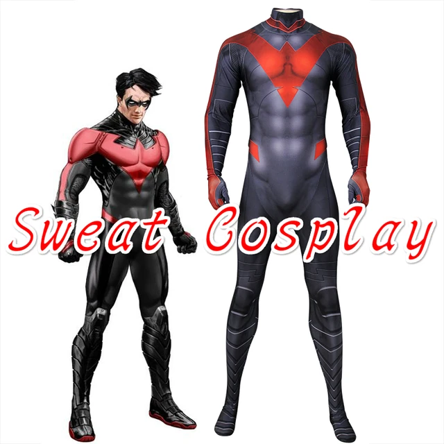 High Quality New 52 Nightwing Costume Black and Red Spandex Lycra ...