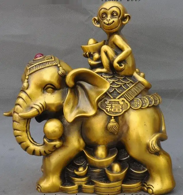 12"Chinese Folk Fengshui Brass Wealth Lucky yuanbao Money Monkey ...