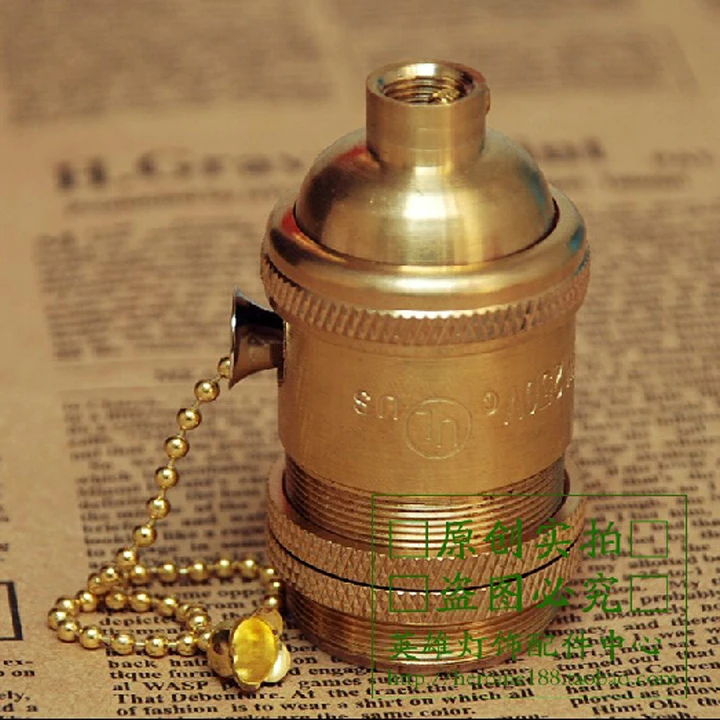 Free shipping Zipper lamp bases E26/E27 brass bulb base underplating ...