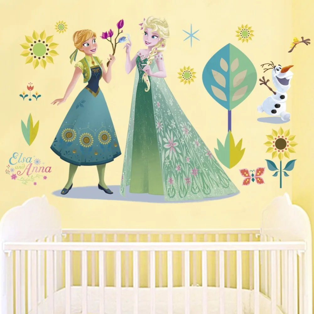 Queen Elsa Anna Snow Princess Home Decoration Wall Stickers For Kids ...