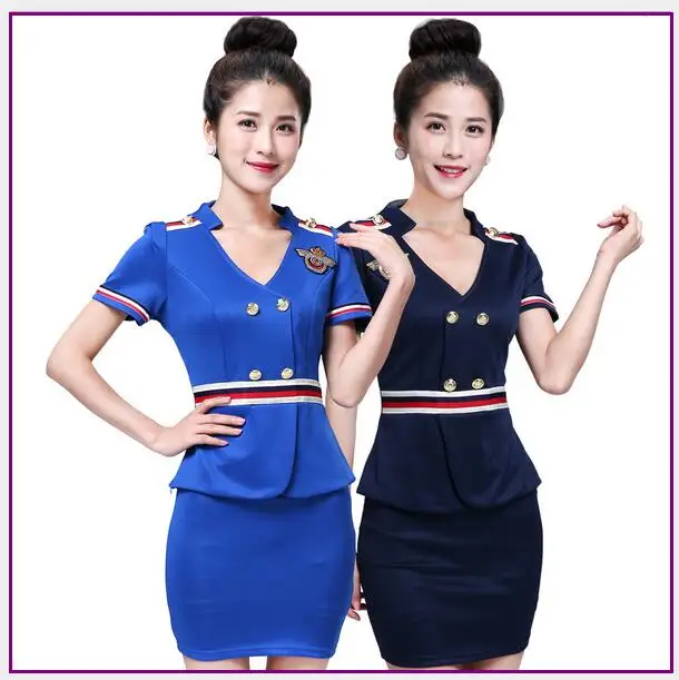 Sexy Lingerie Airline Stewardess Badge Uniforms Stretch Slim Tights