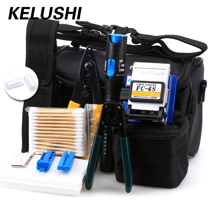 13pcs/set Ftth Fiber Optic Tool Kit With Fc-6s Fiber Cleaver And 1mw ...
