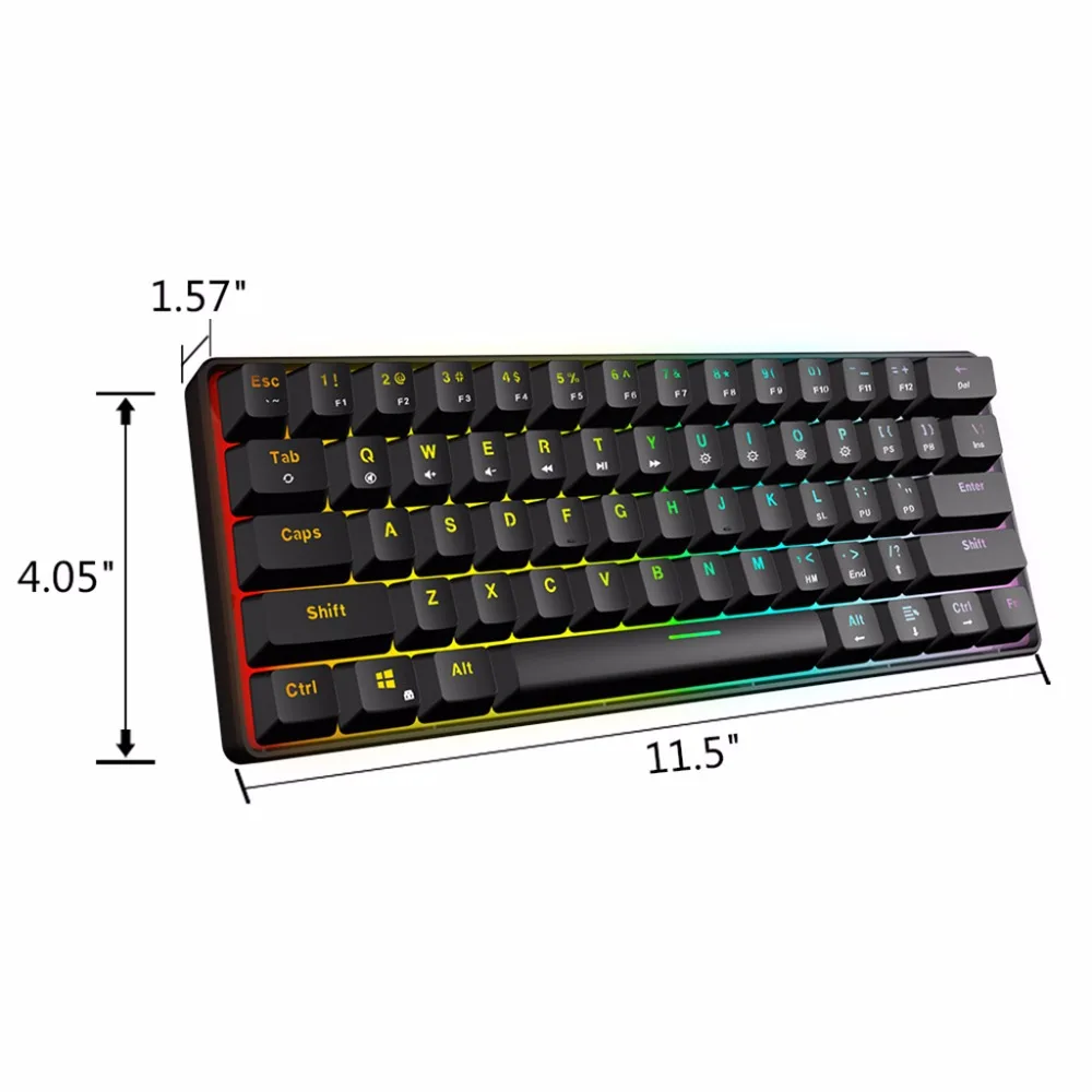 GK61 SK61 61 Key Mechanical Keyboard USB Wired LED Backlit Axis Gaming ...