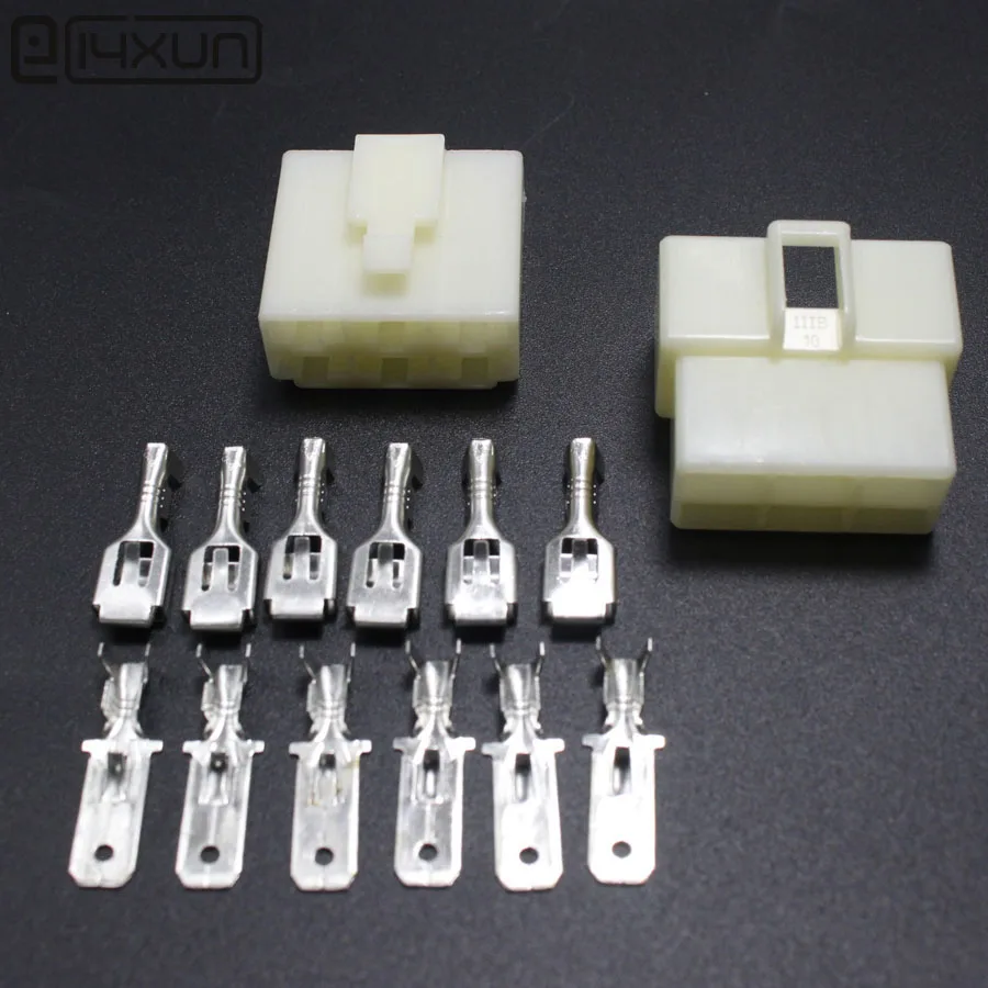 50set 6.3mm 6p Connector 6.3 Mm 6pin Male Female Electrical Socket Plug ...