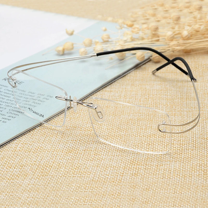 Handoer Rimless Optical Glasses Frame for Men Spectacles Glasses ...