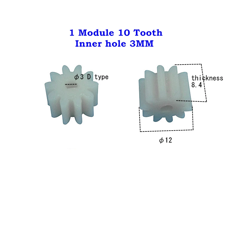 5pcs Nylon Gear 1m 10t Plastic Gears 1 Module 10 Tooth Inner Hole 3mm ...