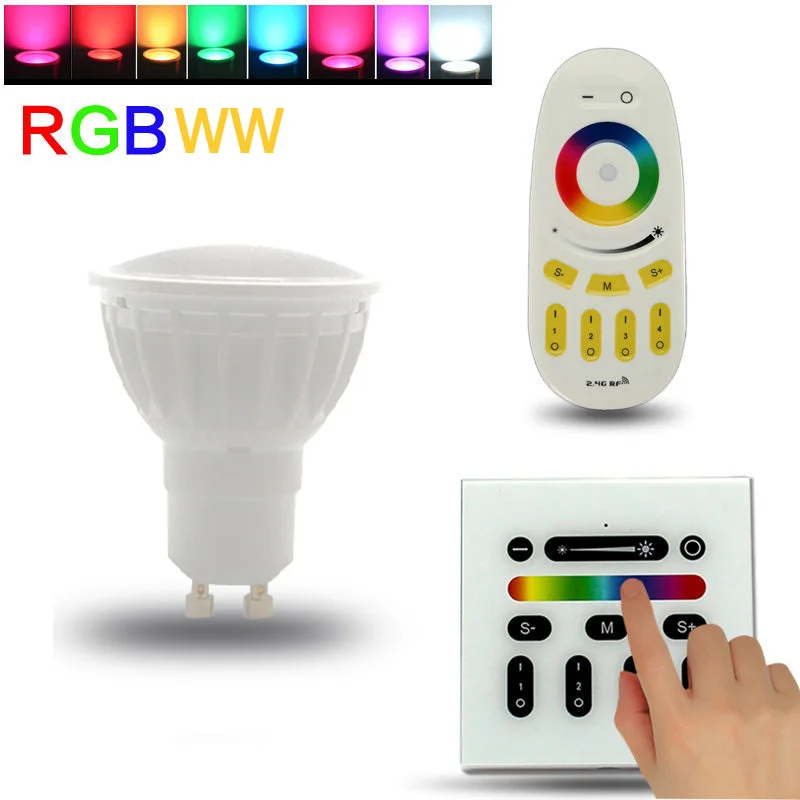 LED Lamp Bulb GU10 RGBW RGBWW LED Light AC220V 4W / Four Zone Remote ...