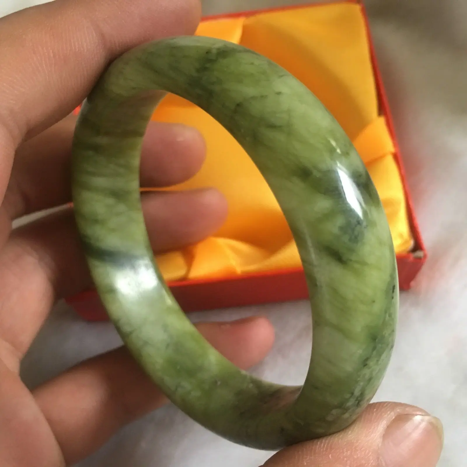 60mm GOOD Beautiful Natural huanglong stone Chinese Bangle Bracelet A ...