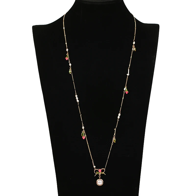 European fashion jewelry les nereides pearl 24k golden long chain ...