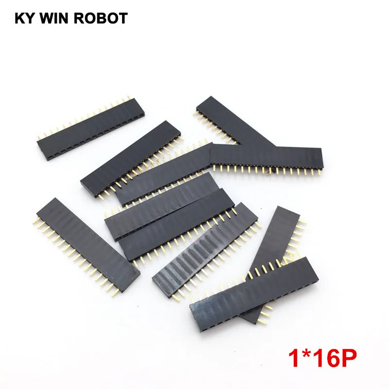 10pcs/lot 1x16 16pin Single Row Straight Female Pin Header Connector 2 ...