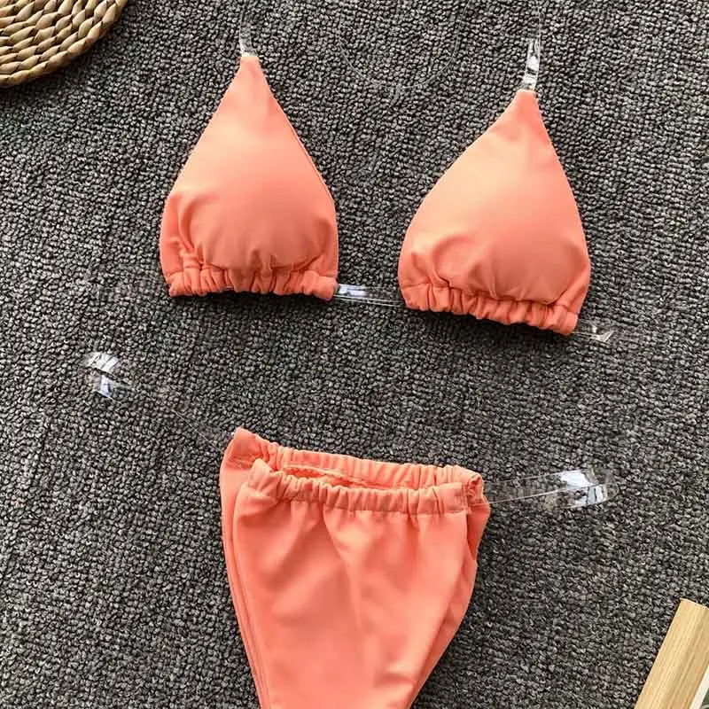 2019 Newly Women Bikini Set Invisible Strap Bra Briefs Swimsuit Summer ...