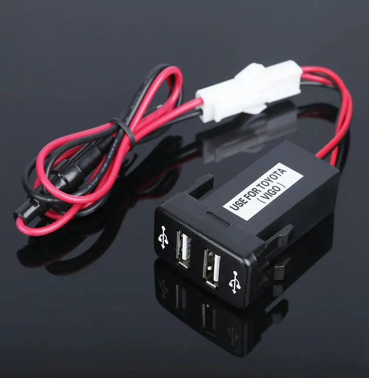 New Dual USB Port Cellphone Charger Socket Audio Input Black Portable ...