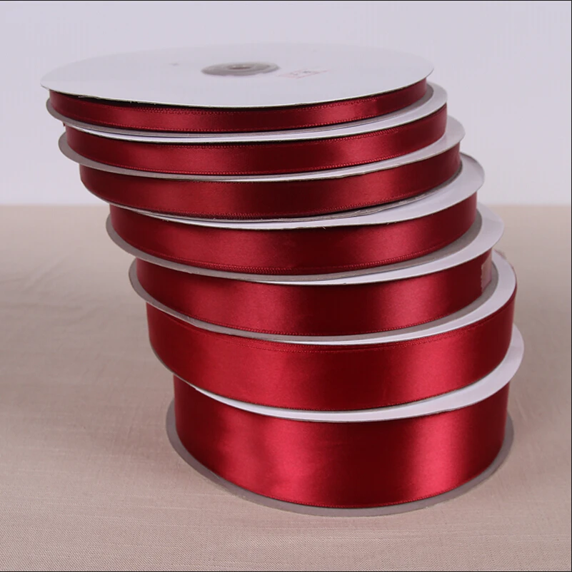 Free shipping 6mm 50mm polyester solid color Double Face Satin Ribbon ...