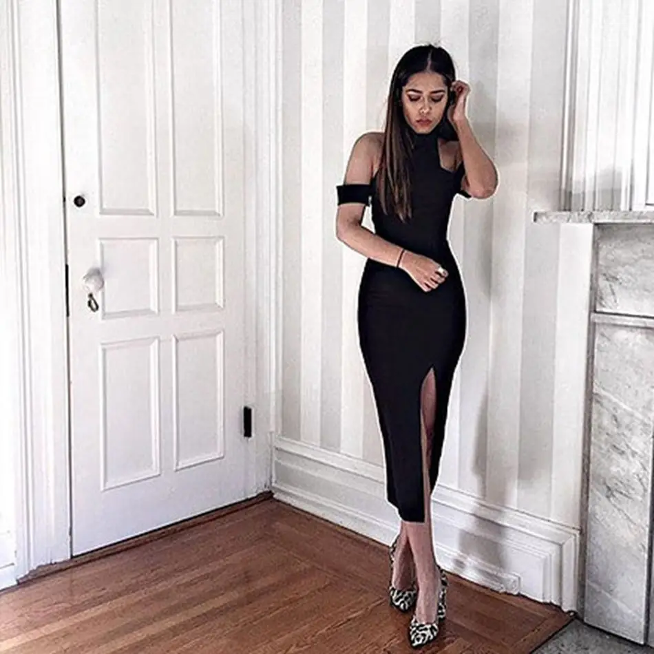 2017 Newest Winter Bandage Dress Women Party Short Sleeve Off Shoulder