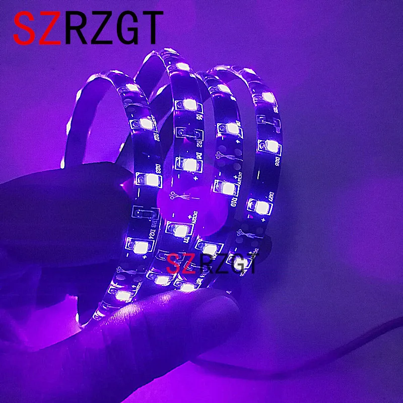 1m black PCB SMD 2835 UV Flexible LED Strip light 12V 60leds/m 395 ...