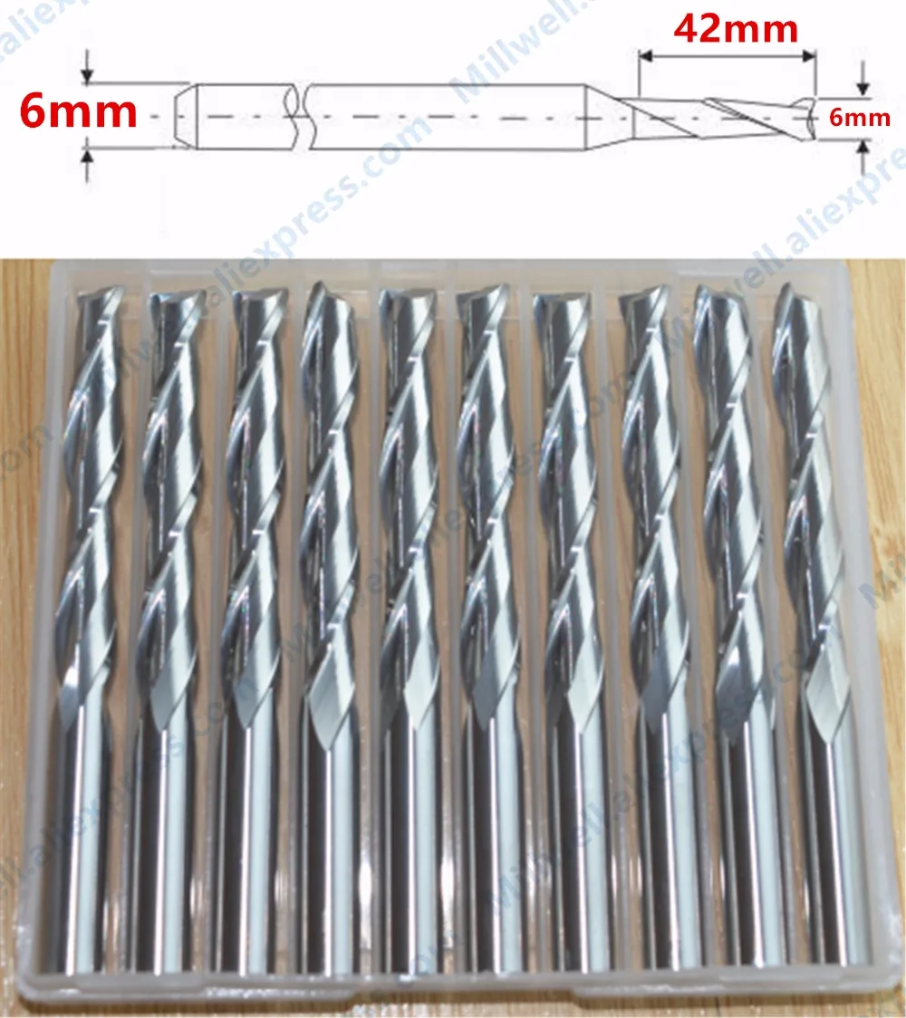 6mm*42mm 10pcs,free shipping cnc solid carbide woodworking router bit ...