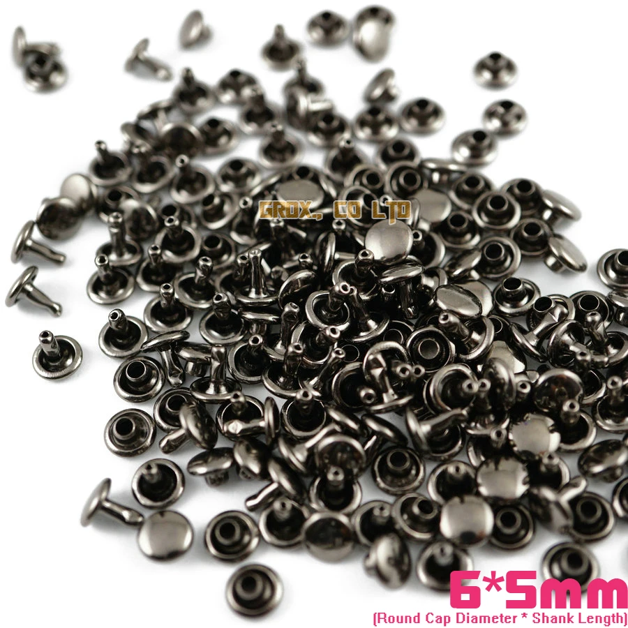 900-set-6-5mm-Gunmetal-Double-Cap-Round-Rapid-Rivet-Punk-Rock ...